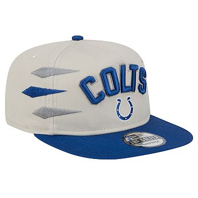 Men's New Era Stone/Royal Indianapolis Colts Athletic Golfer Snapback Hat