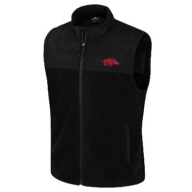 Men's Colosseum Black Arkansas Razorbacks Block The Sun Full-Zip Vest