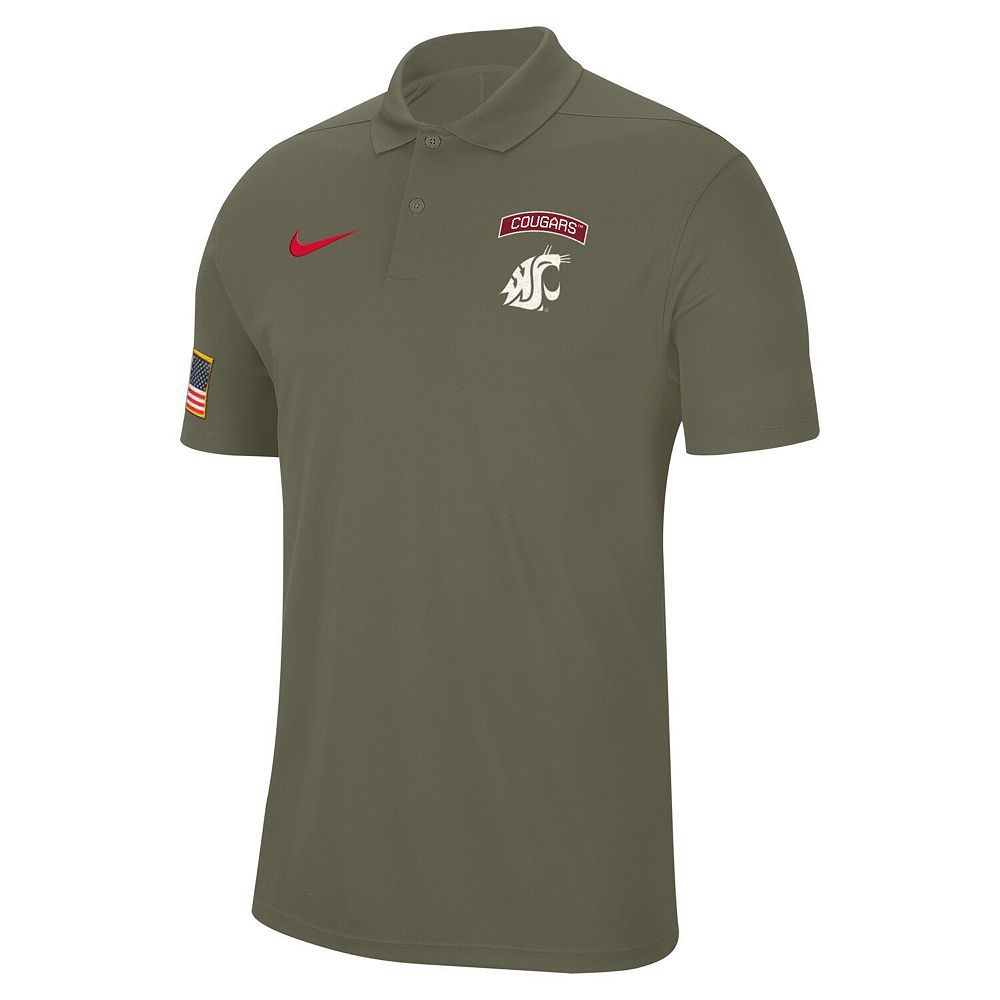 Men's Nike Olive Washington State Cougars Military Appreciation Tour Performance Polo