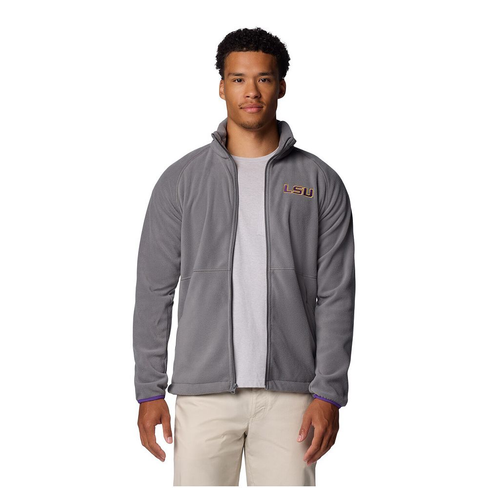 Men's Columbia Gray LSU Tigers Flanker IV Fleece Raglan Full-Zip Jacket