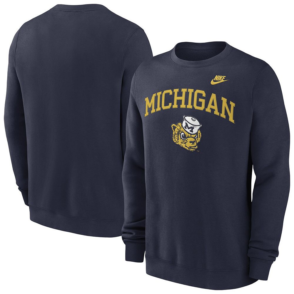 Men's Nike Navy Michigan Wolverines Legacy Classic Tackle Twill Embroidered Arch Over Logo ...