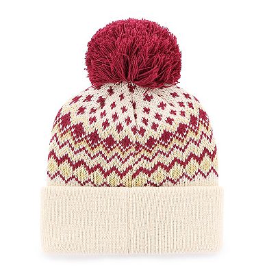 Women's '47 Cream Florida State Seminoles Elsa Cuffed Knit Hat with Pom