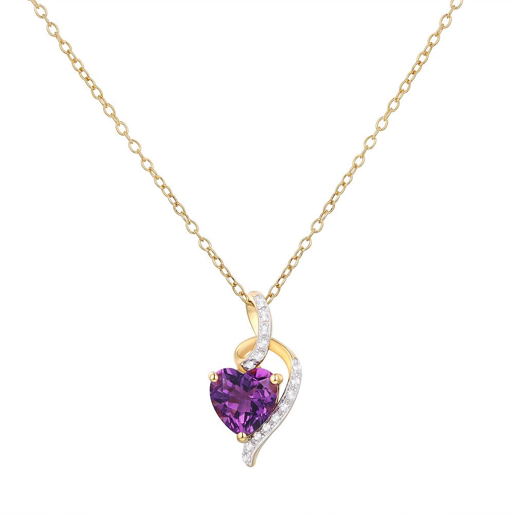 14k Gold Over Sterling Silver Amethyst With Lab-Created White Sapphire ...
