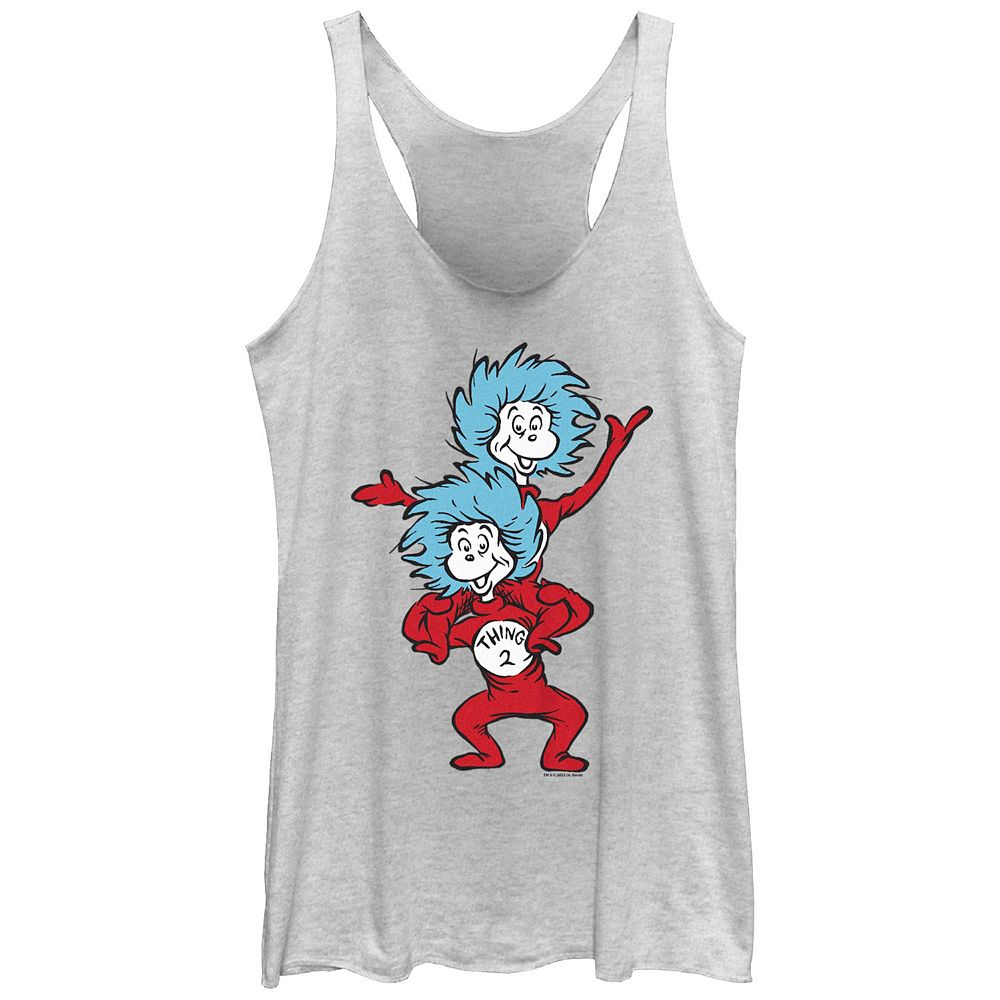 Juniors' Dr. Seuss Thing 1 And Thing 2 Shoulder Stance Racerback Tank Top