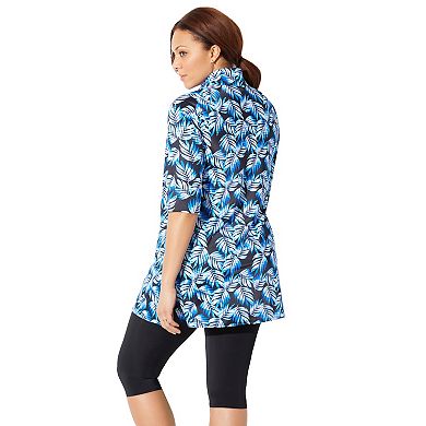 Swimsuits for All Women's Sun Resistant Quarter Zip Swim Top