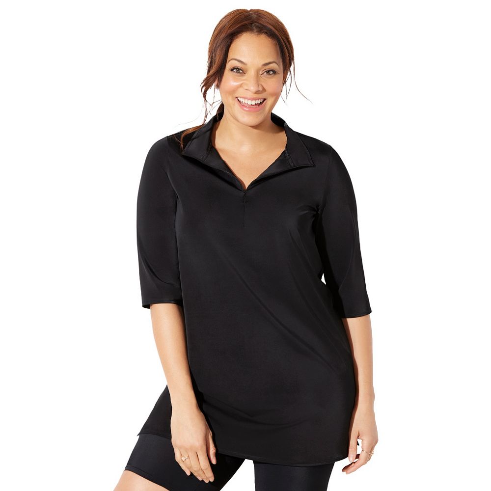 Swimsuits for All Women's Sun Resistant Quarter Zip Swim Top