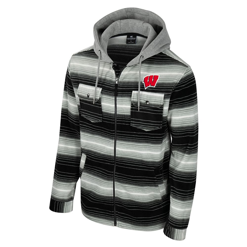 Men's Wisconsin Badgers Great Outdoors Striped Polar Fleece Jacket