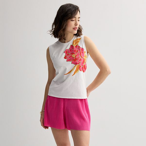 Women's INTEMPO™ Rhinestone Embellished Flower Print Tank Top