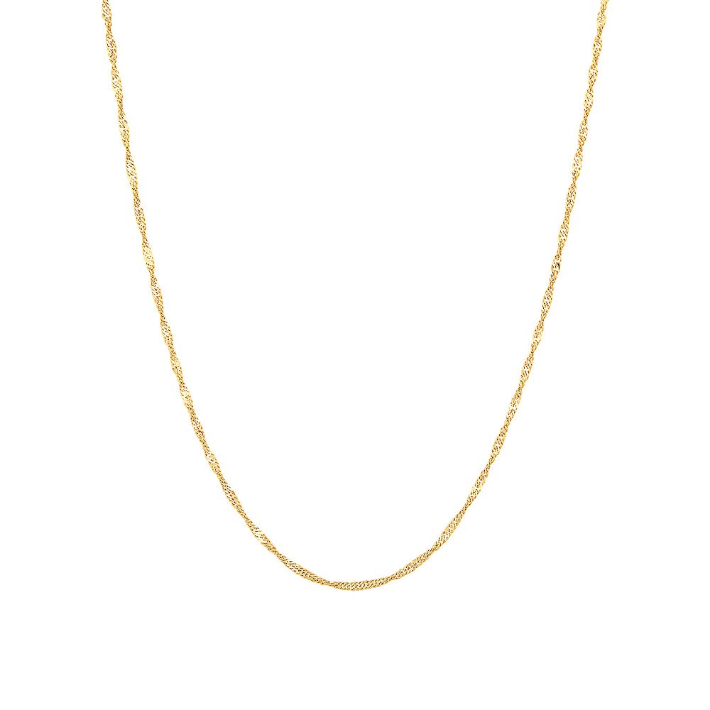 Everlasting Gold 10k Gold 1.35 mm Singapore Chain Necklace