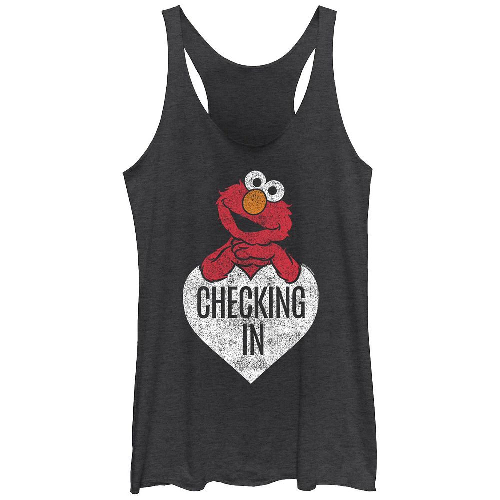 Juniors' PBS Kids Sesame Street Elmo Checking In Racerback Tank Top