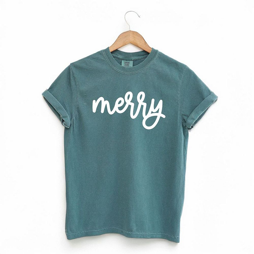 Merry Bold Cursive Garment Dyed Tees