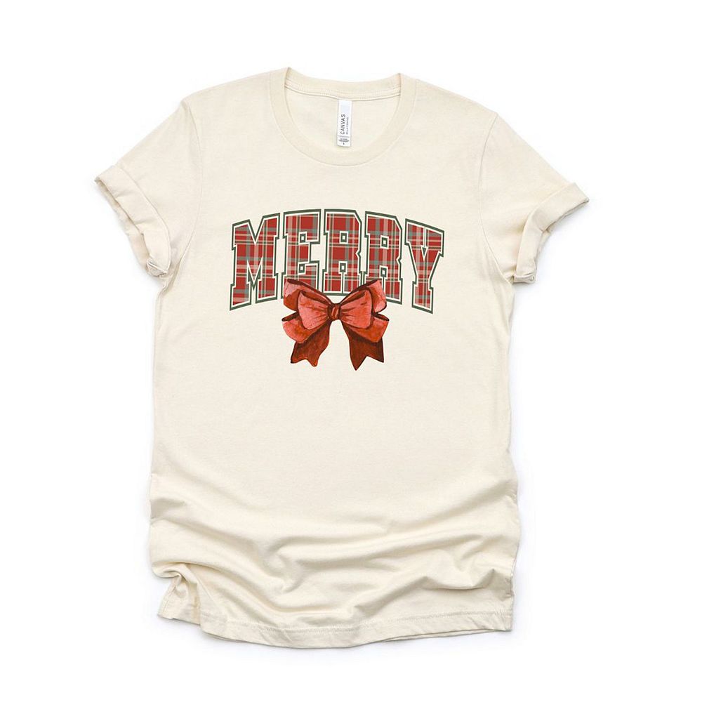 Coquette Plaid Merry Short Sleeve Graphic Tee