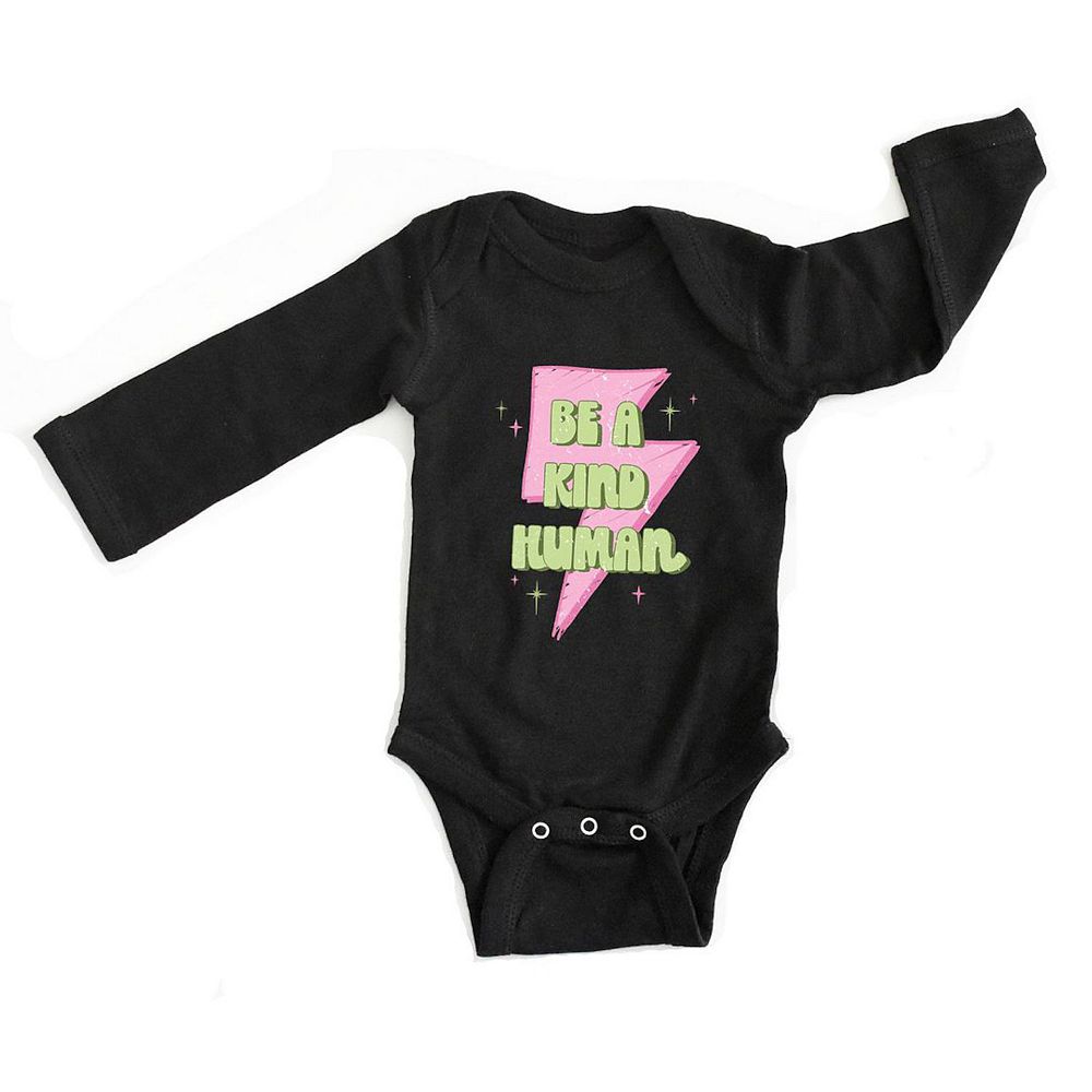 Be A Kind Human Lightning Bolt Baby Long Sleeve Bodysuit