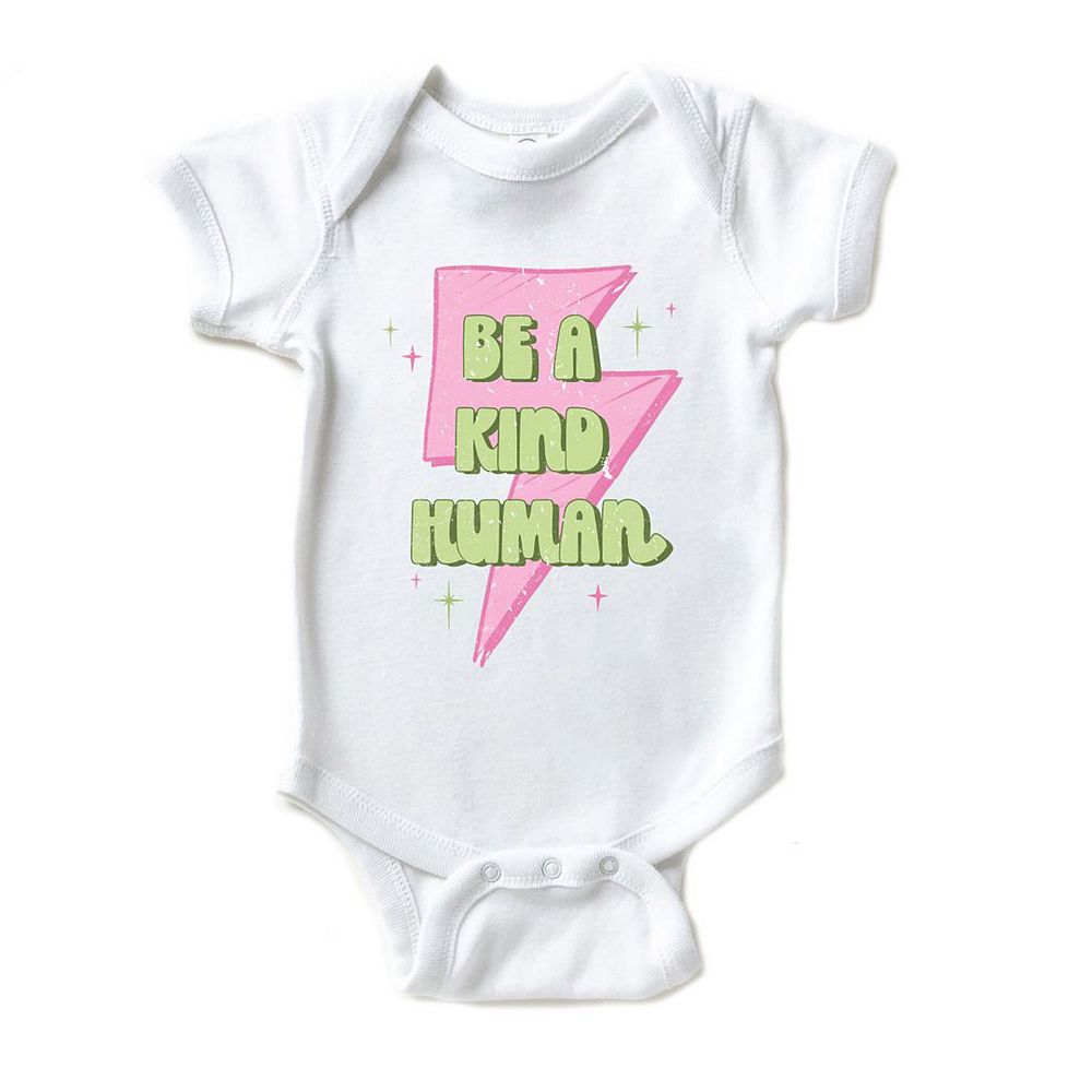 Be A Kind Human Lightning Bolt Baby Bodysuit