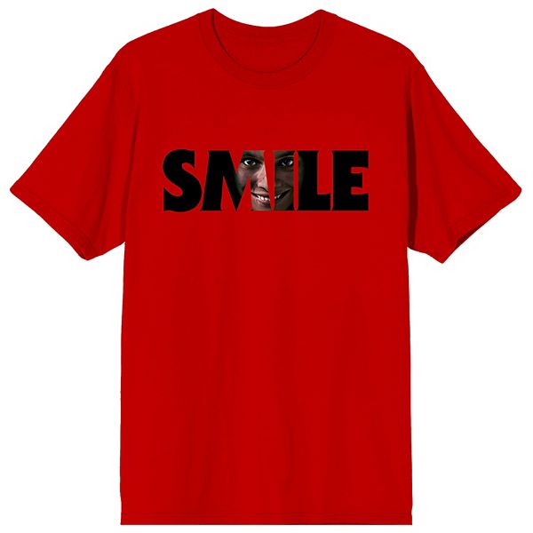 Men's Smile Text With Hidden Face Short Sleeve Graphic T-Shirt