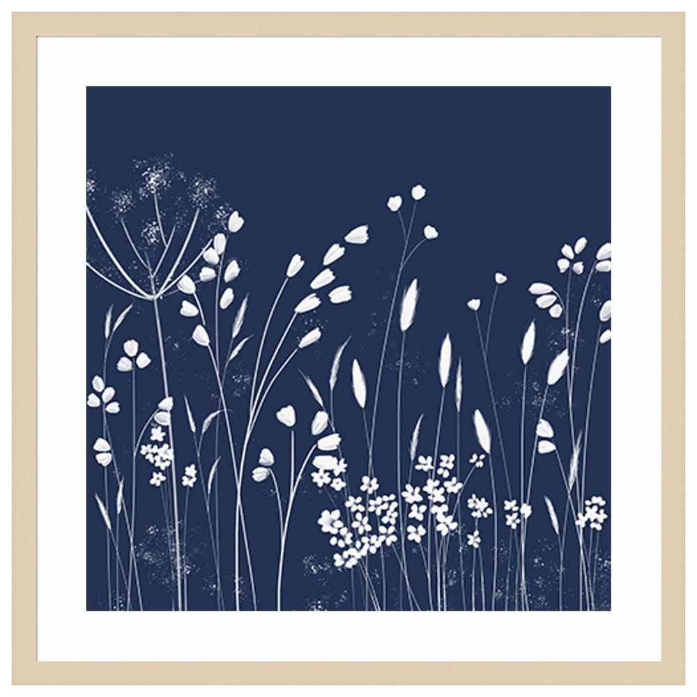 Indigo Flowers II by Northern Lights Wood Framed Wall Art Print