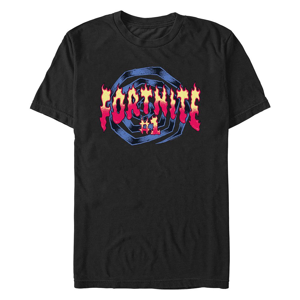 Men's Fortnite Number One Flaming Logo Graphic Tee