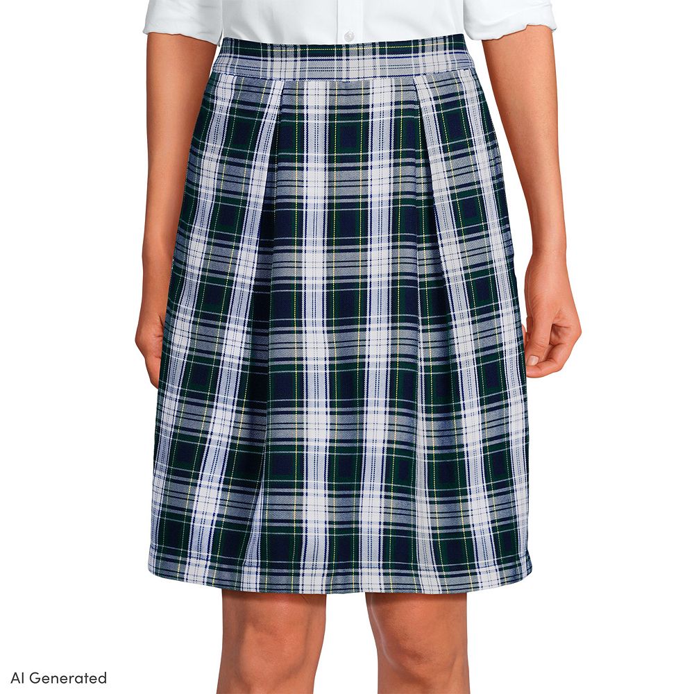 Women's Lands' End School Uniform Plaid Top-Of-Knee Skort