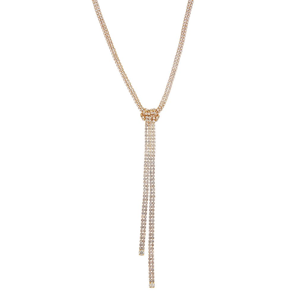 Simply Vera Vera Wang Gold Tone Crystal Knot Y Necklace