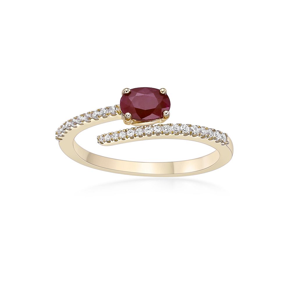 Gemminded 10k Gold Ruby & 1/8 Carat T.W. Diamond Ring