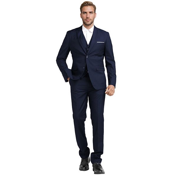 Men's 3 Pc Slim Fit 2 Buttons Jacket Smart Formal Suit