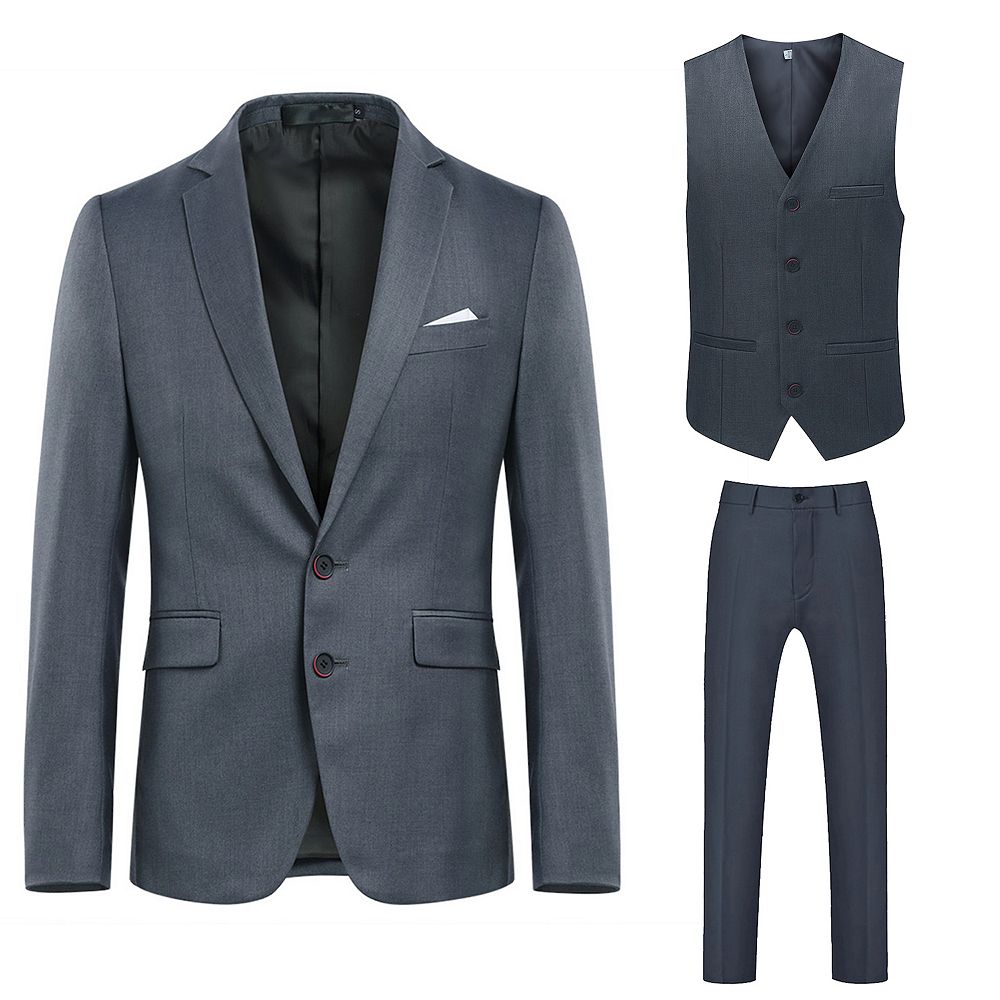 Mens Stylish 3 Pc Classic Fit Suit Set Formal Jacket Vest And Pant