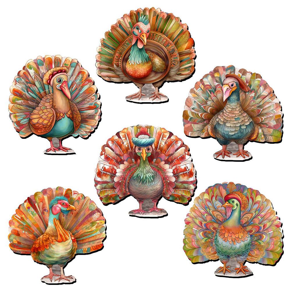 Turkey Decorative Wooden Magnets Set of 6 by G. Debrekht