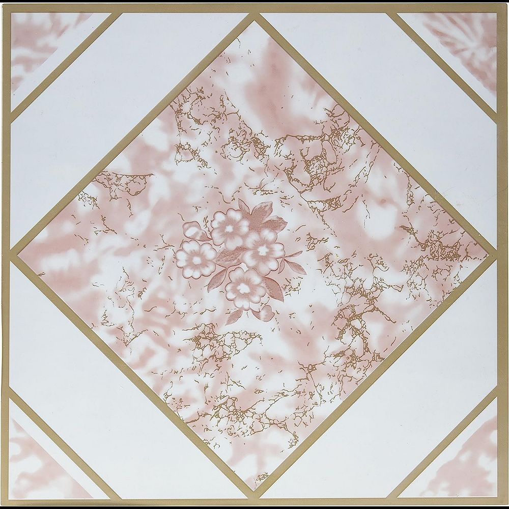 Pink and White 12 X 12 Vinyl Tile Box of 20