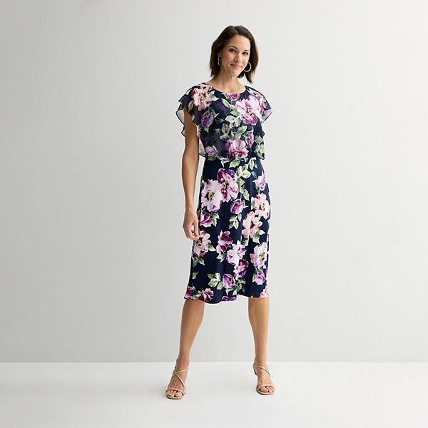 Women's Studio Connection Printed Chiffon Overlay Dress