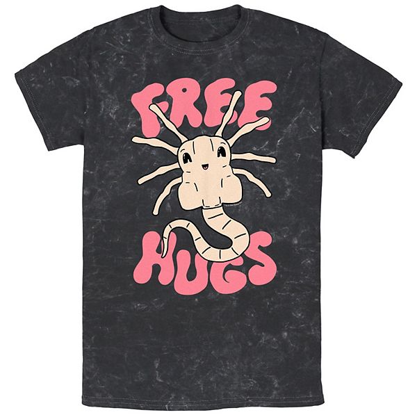 Men's Aliens Free Hugs Mineral Wash Graphic Tee