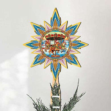 Christmas Carousel Star Tree Topper Wooden Decor by G. Debrekht