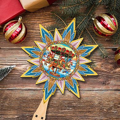 Christmas Carousel Star Tree Topper Wooden Decor by G. Debrekht