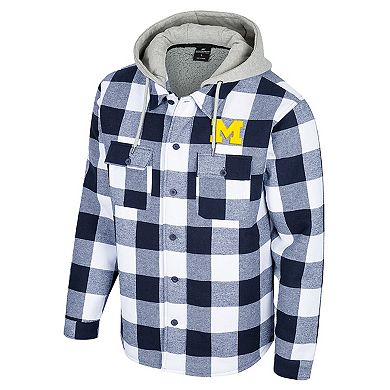 Men's Colosseum Navy/White Michigan Wolverines Buffalo Plaid Full-Zip ...
