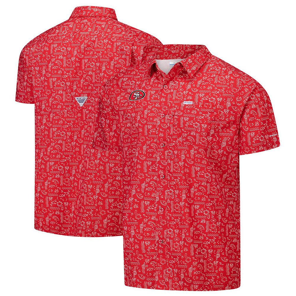 Men's Columbia PFG Red San Francisco 49ers Super Slack Tide Omni-Wick ...
