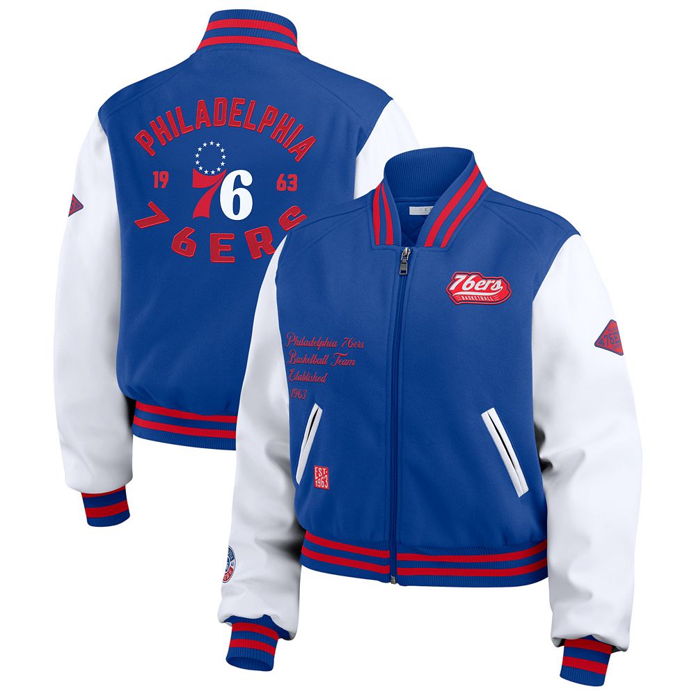 Women's WEAR by Erin Andrews Royal/White Philadelphia 76ers Cropped ...