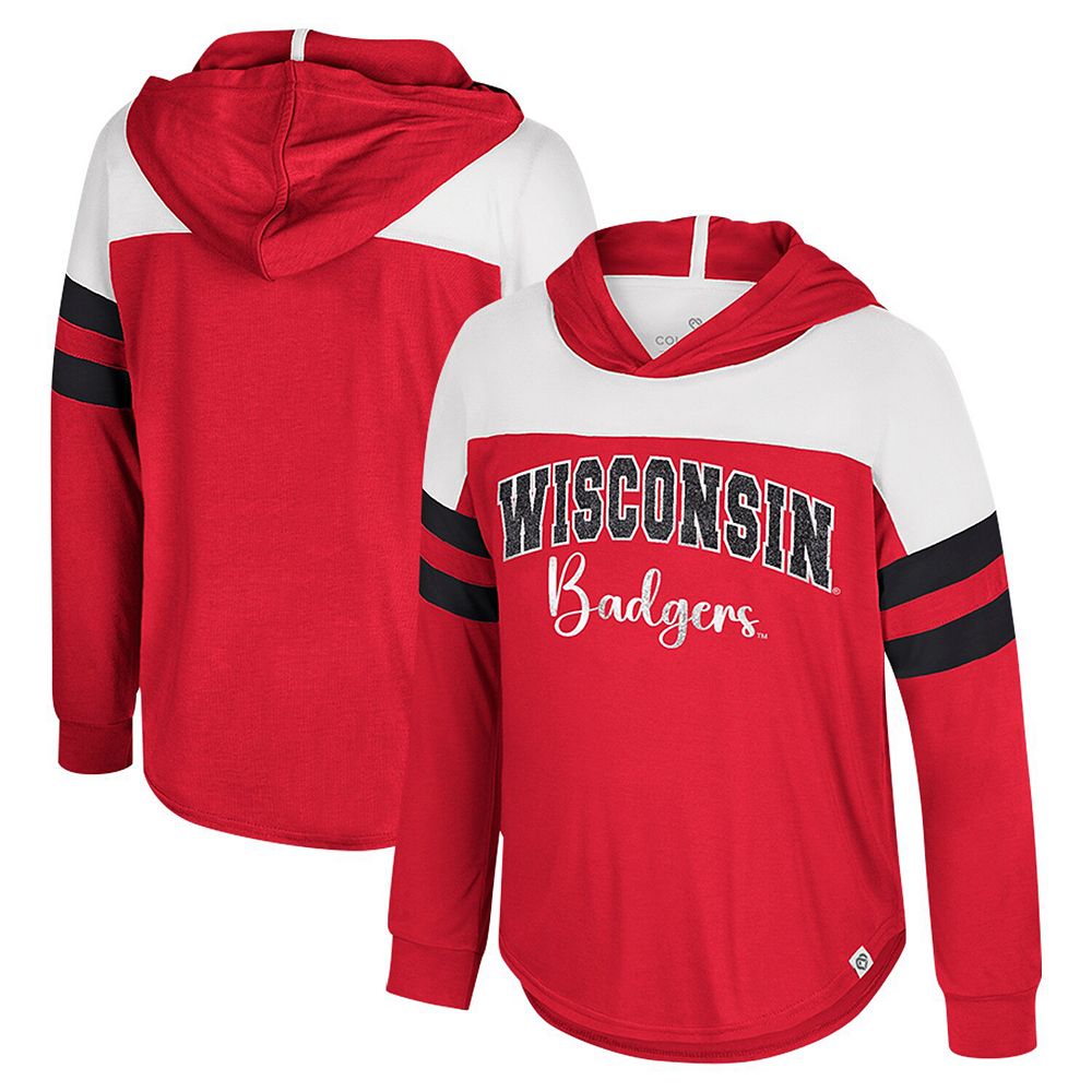 Girls Youth Colosseum Red Wisconsin Badgers Reflection Hoodie Long ...