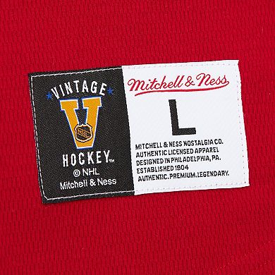 Men's Mitchell & Ness Red New York Rangers Thermal Henley Long Sleeve T-Shirt