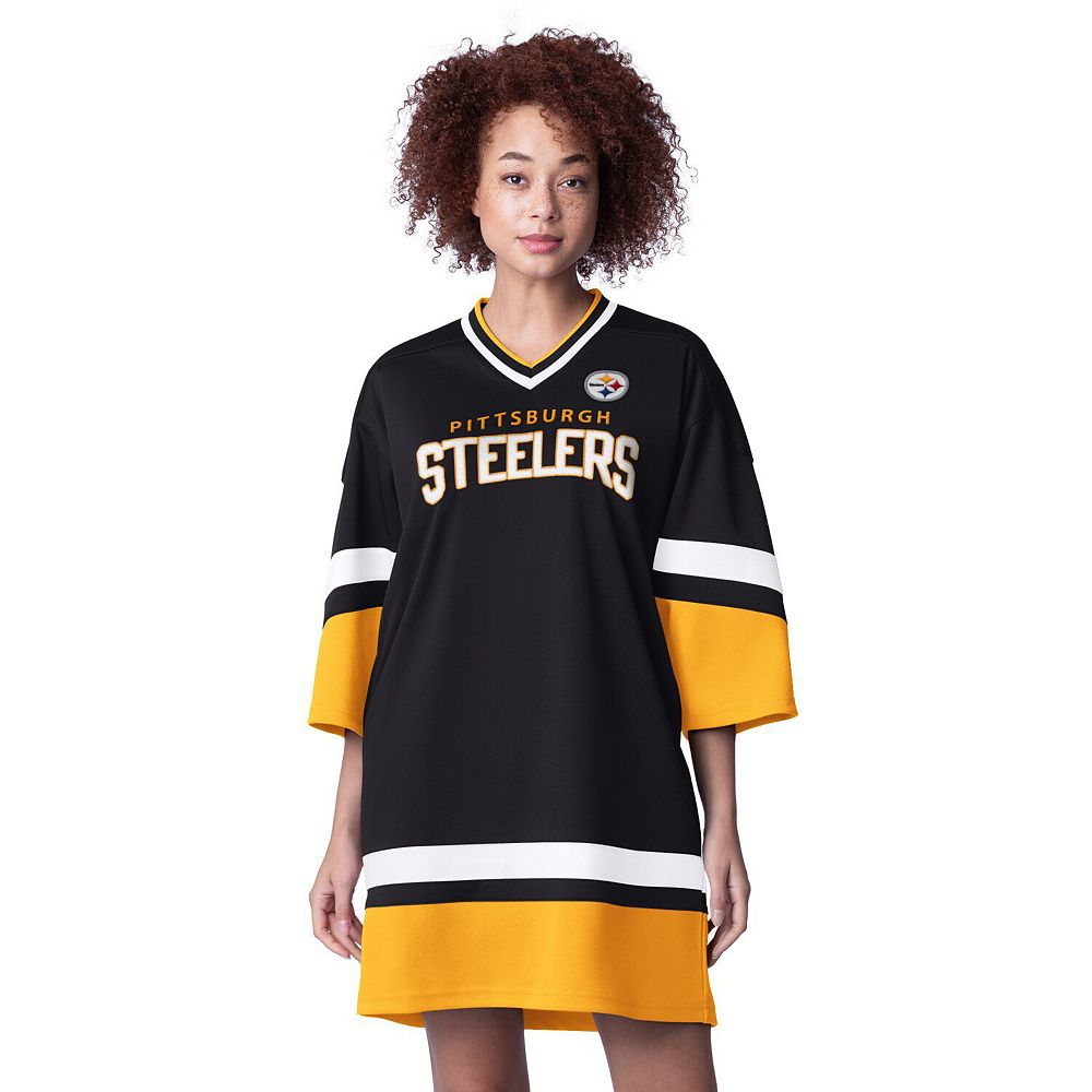 Women's Starter Black Pittsburgh Steelers Slap Shot 3/4 Sleeve Sneaker ...