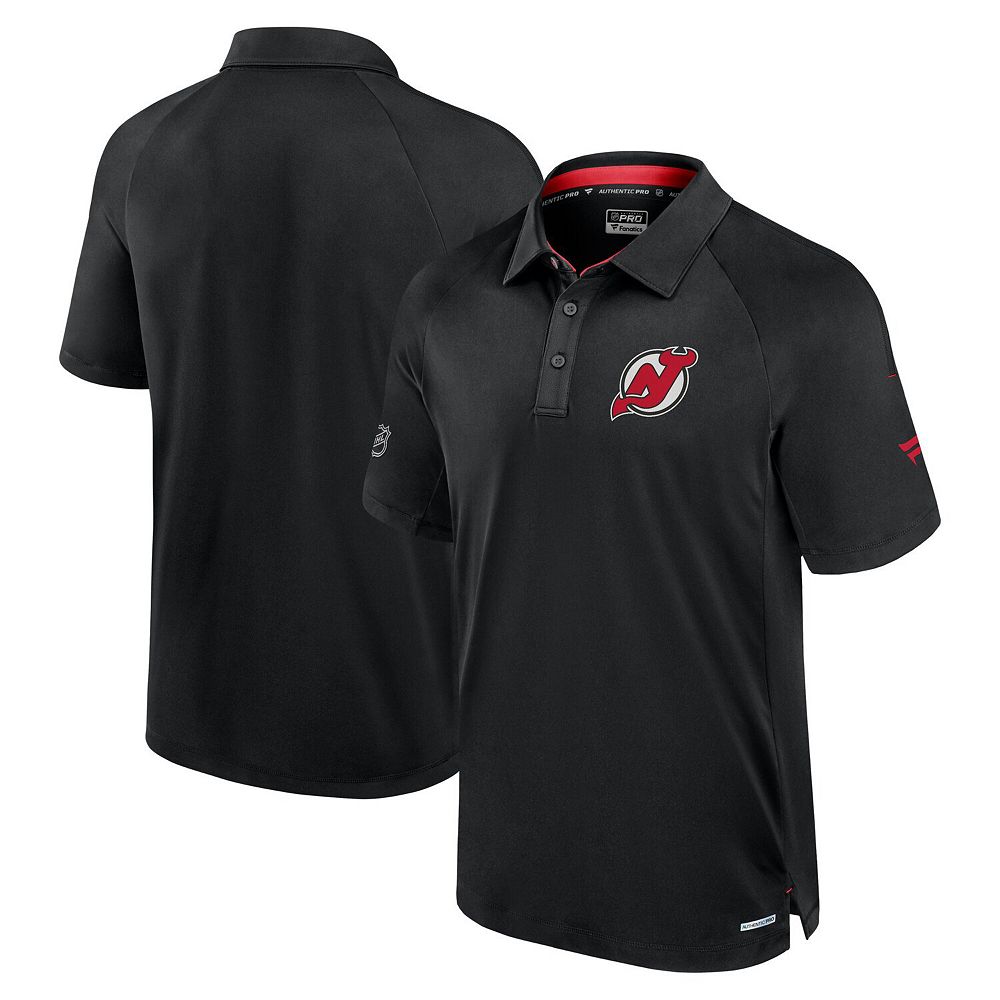 Men's Fanatics Black New Jersey Devils Authentic Pro Rink Polo