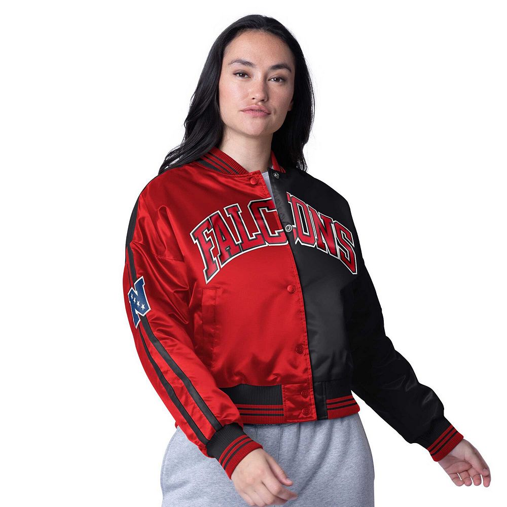 Women's Starter Red/Black Atlanta Falcons Zone Blitz Cropped Full-Snap ...