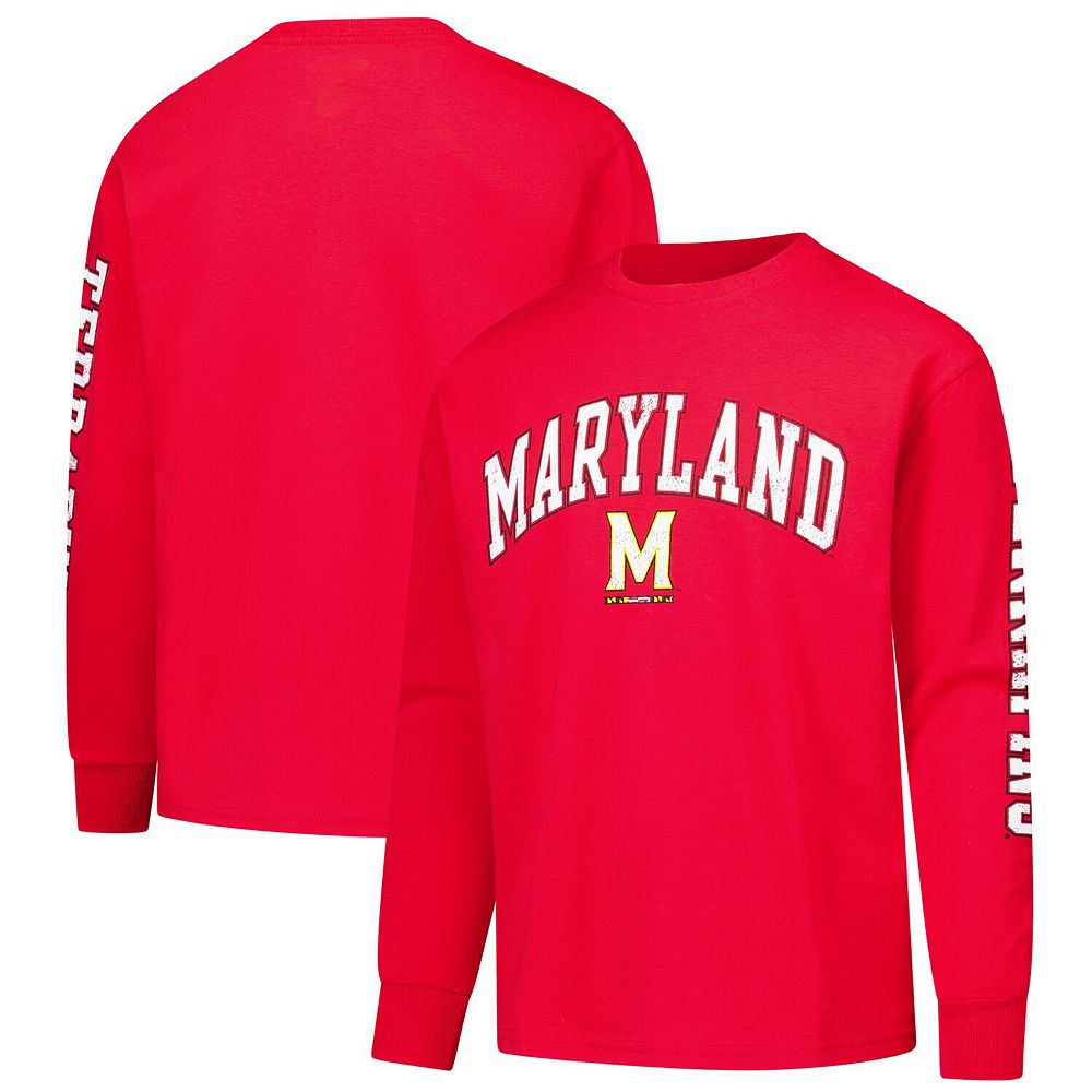 Youth Champion Red Maryland Terrapins Distressed Arch Over Logo Long ...