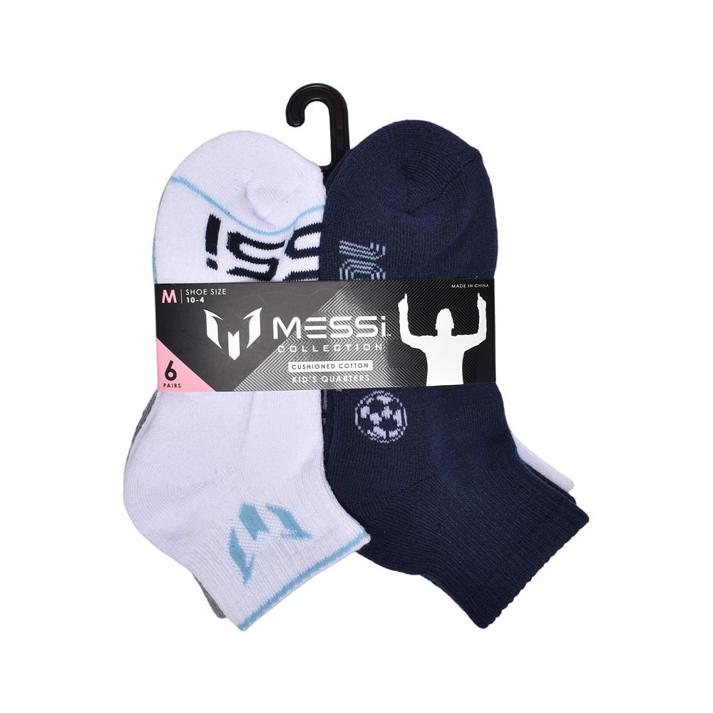 Kids' Messi Collection 6 pk. Lockup Cushioned Cotton Quarter Socks