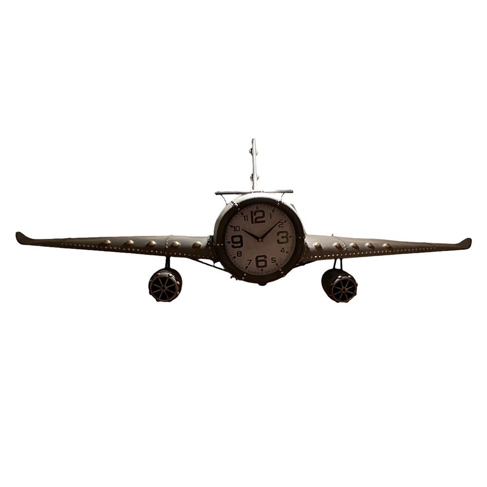 Metal Medium Rust Vintage Fighter Jet Wall Clock With White Clock Face ...
