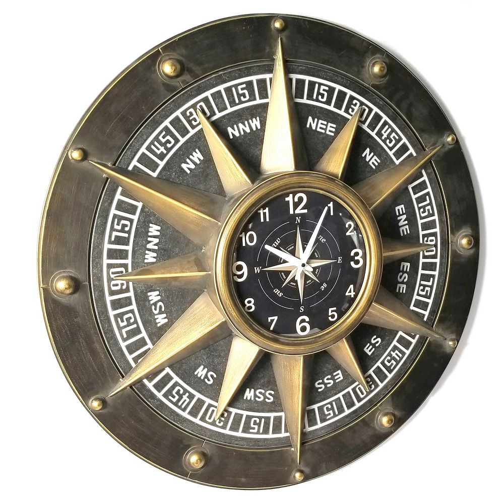 Navigate Time with Style: Compass-Themed Metal Wall Clock