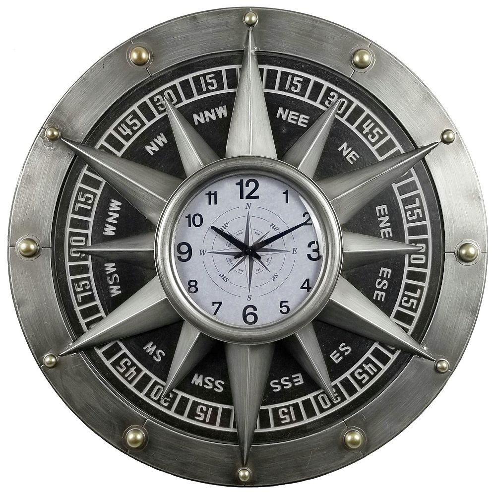 Navigate Time with Style: Compass-Themed Metal Wall Clock