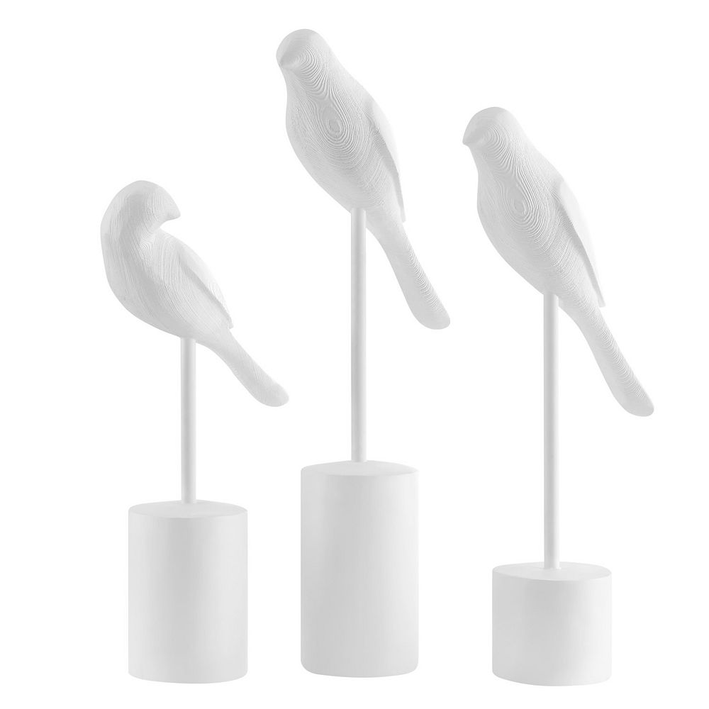 Ren Bird Perched White Ceramic Ornament Decorative Accent Sculpture ...
