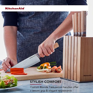 KitchenAid® Premium 6-pc. Damascus Steel Ashwood Knife Block Set