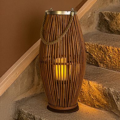 Home Essentials Tall Natural Bamboo Woven Lantern