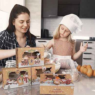 12 Pack Christmas Cookie Boxes, Foldable Treat Box with Window, for ...