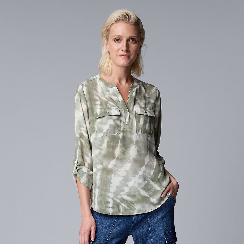 Women's Simply Vera Vera Wang Roll-Tab Popover Blouse